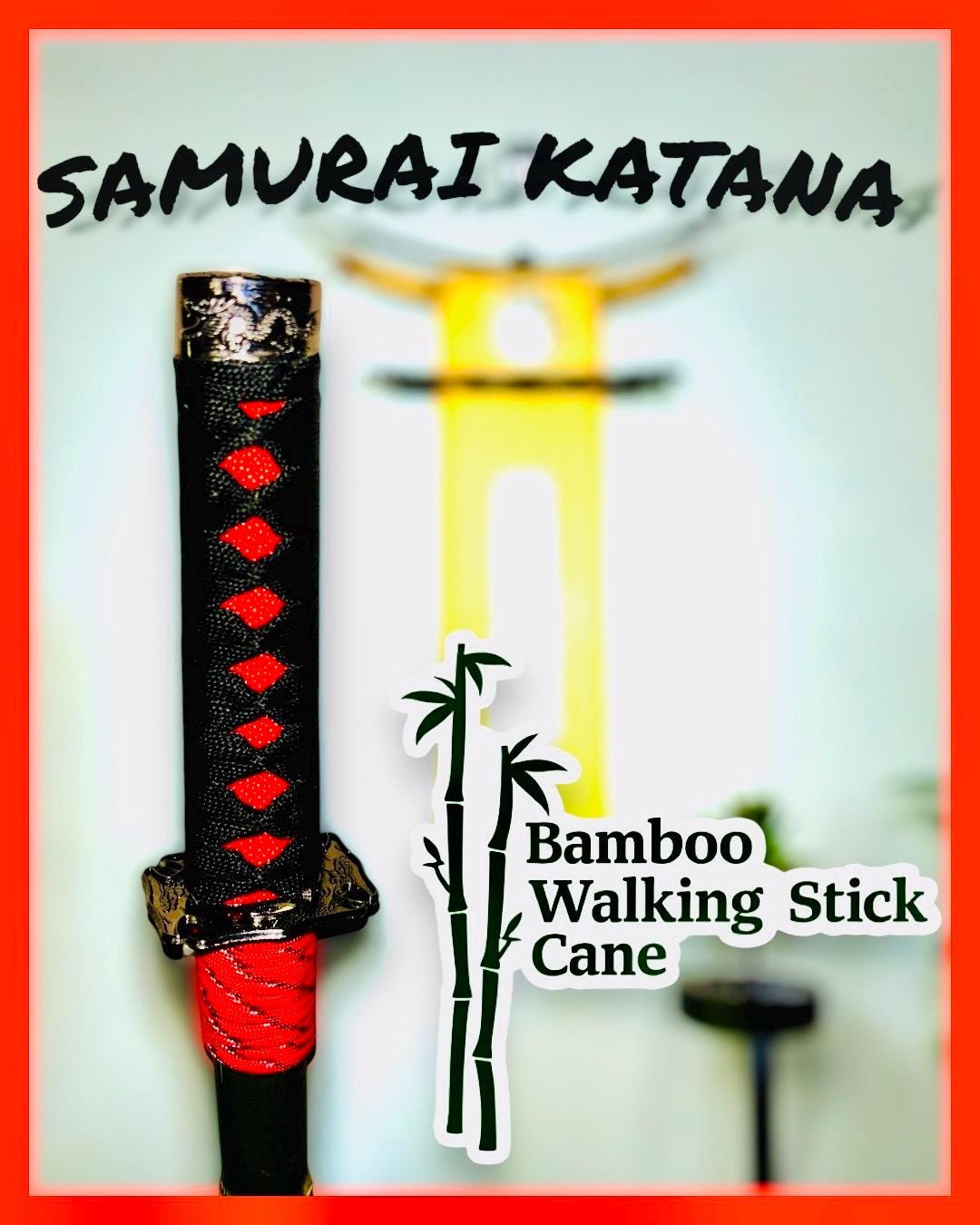 Samurai Katana Bamboo Walking Stick Cane Handmade Zen-inspired Walking ...