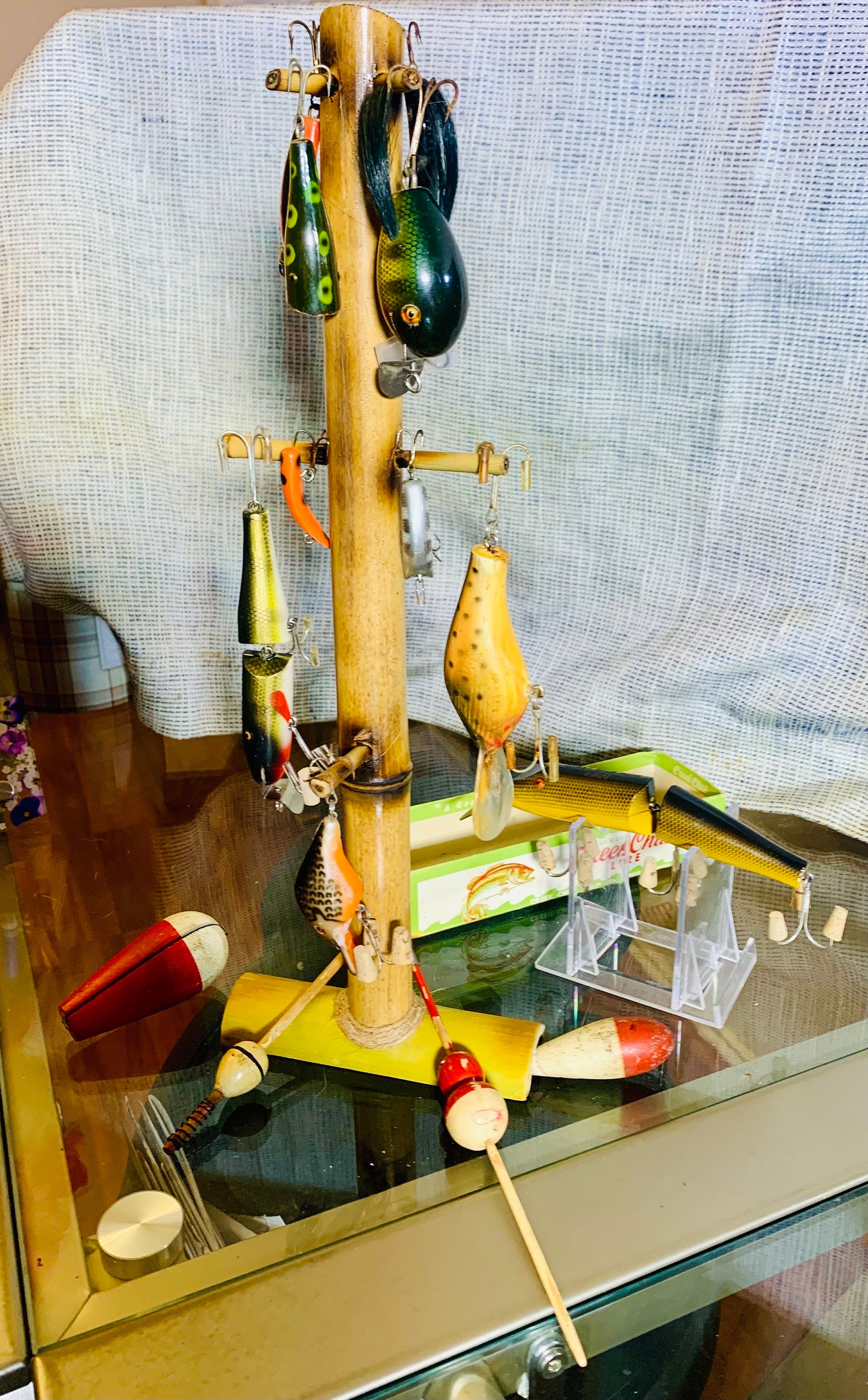 Handcrafted Bamboo Vintage Fishing Lure Display Stand. Great Gift for ...