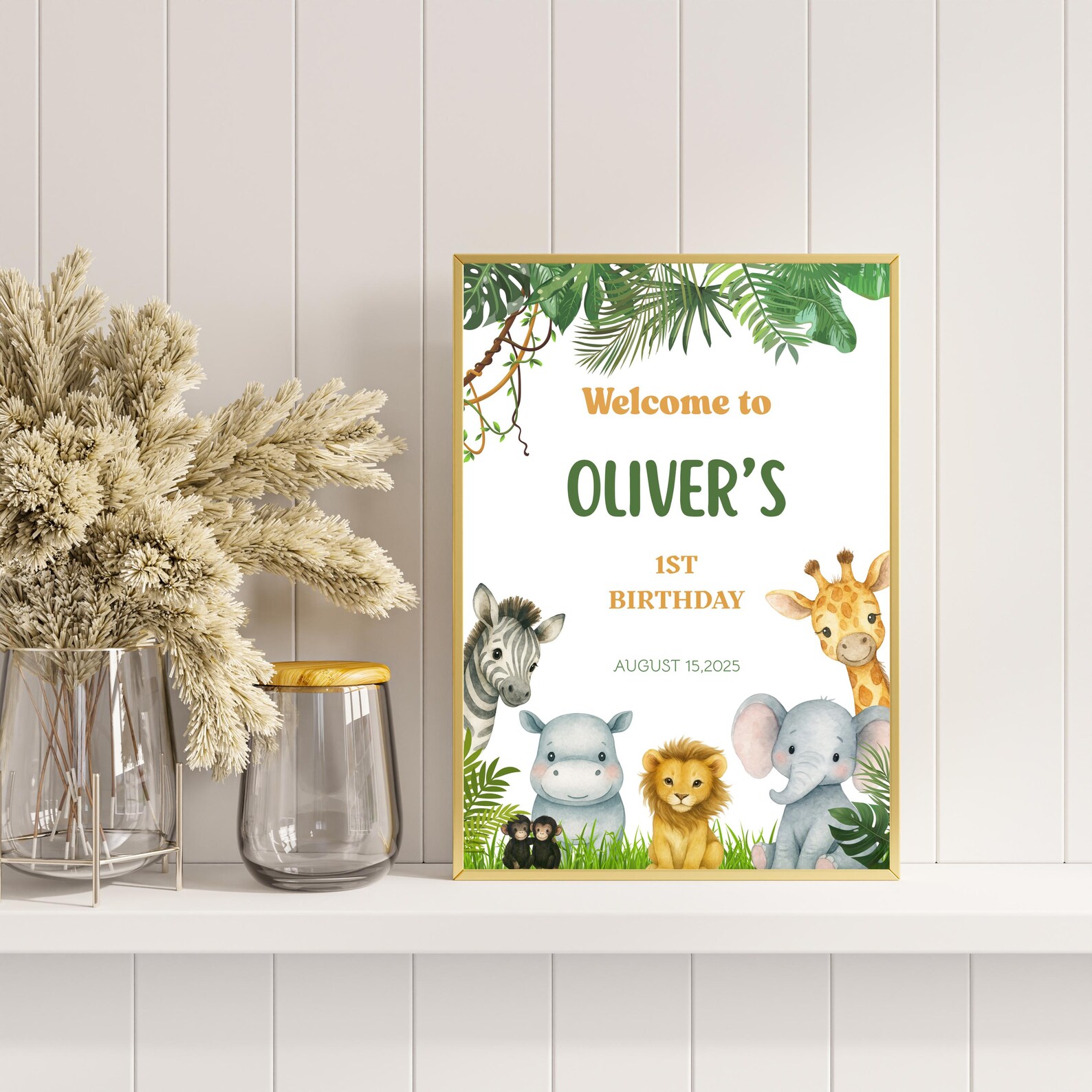 Editable Safari Birthday Welcome Sign: Jungle Animals Theme (digital ...