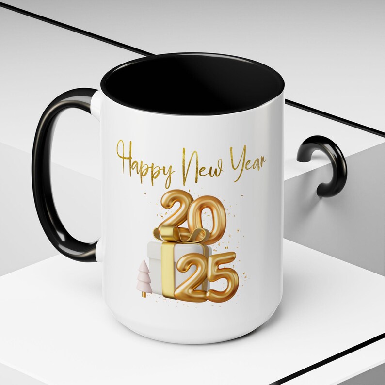 Magic Stars Happy New Year 2025 Coffee Mug, Custom Holiday Mug ...