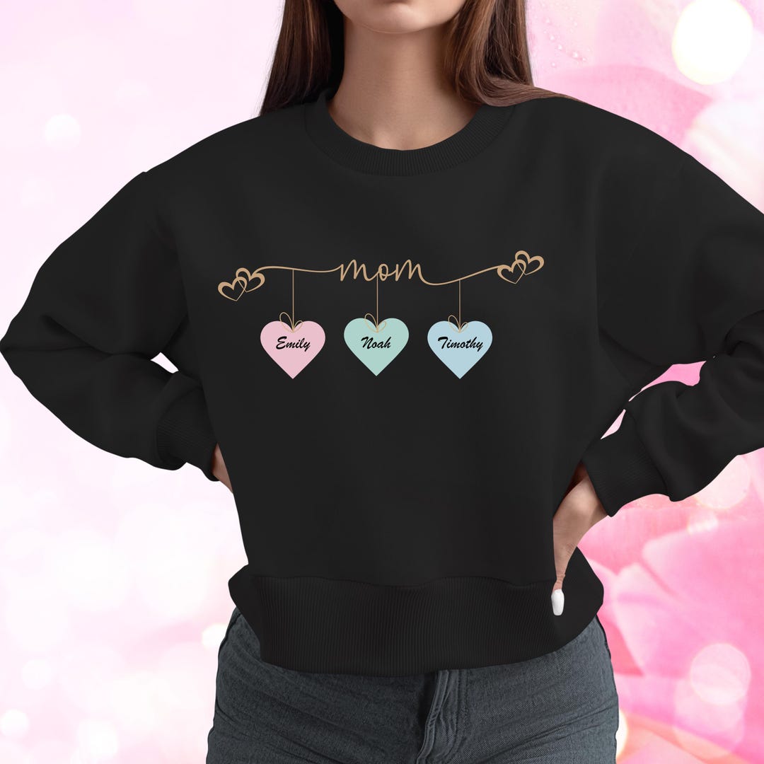 Custom Mom With String Names Sweater, Mama Sweat Shirt, Stylish Sweat ...
