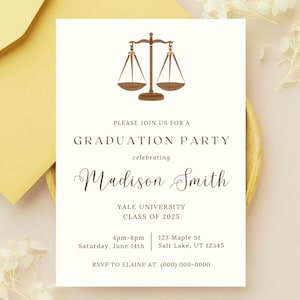 Law School Graduation Invitation Canva Template Editable Digital Grad ...