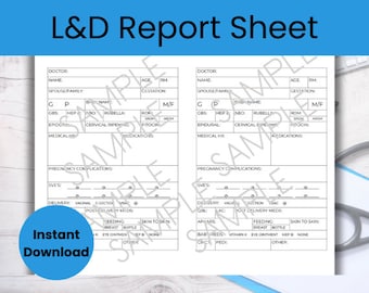 Labor and Delivery Report Sheet / Nursing Report Sheet / L&D Report ...