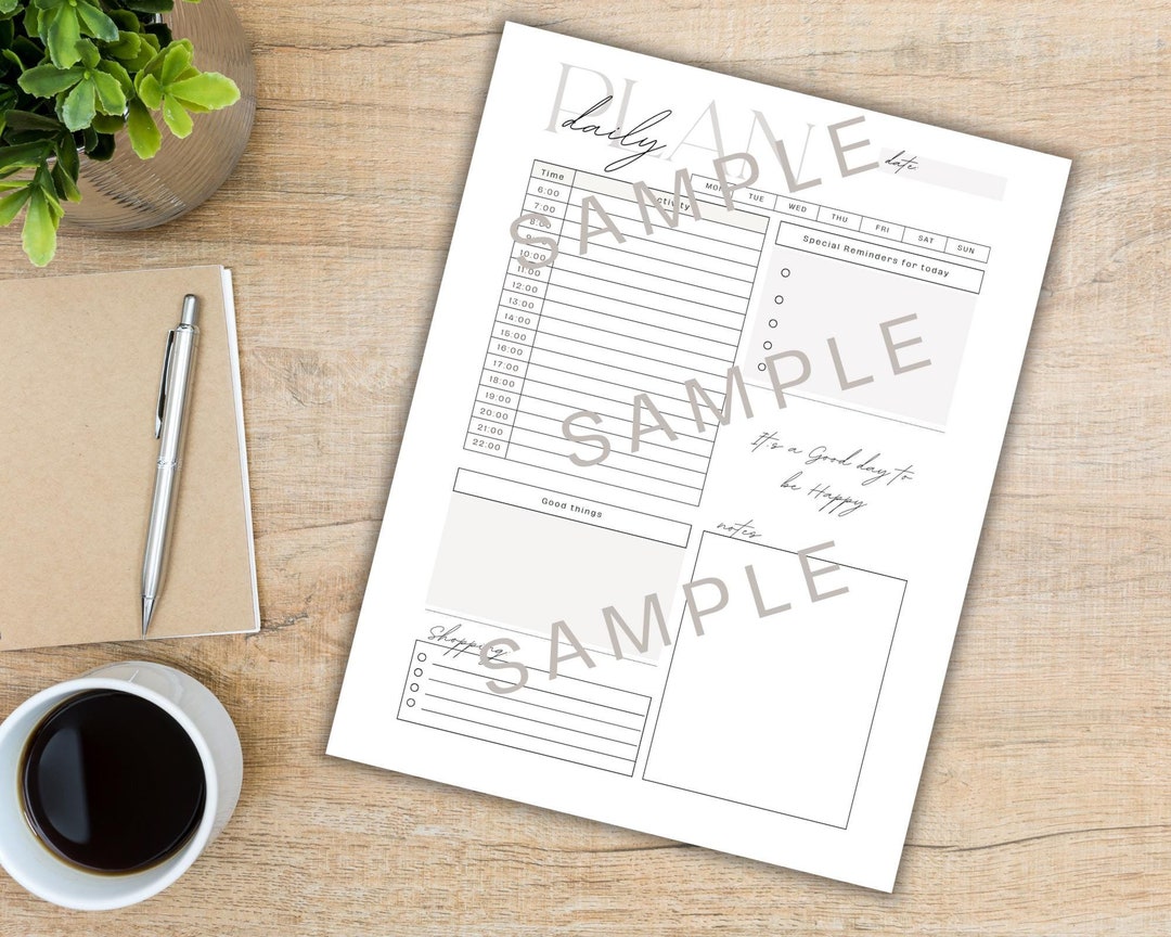Daily Planner Printable Pdf Digital File - Etsy