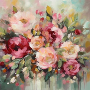 Original Colorful Flower Oil Painting on Canvas,handmade Floral Acrylic ...