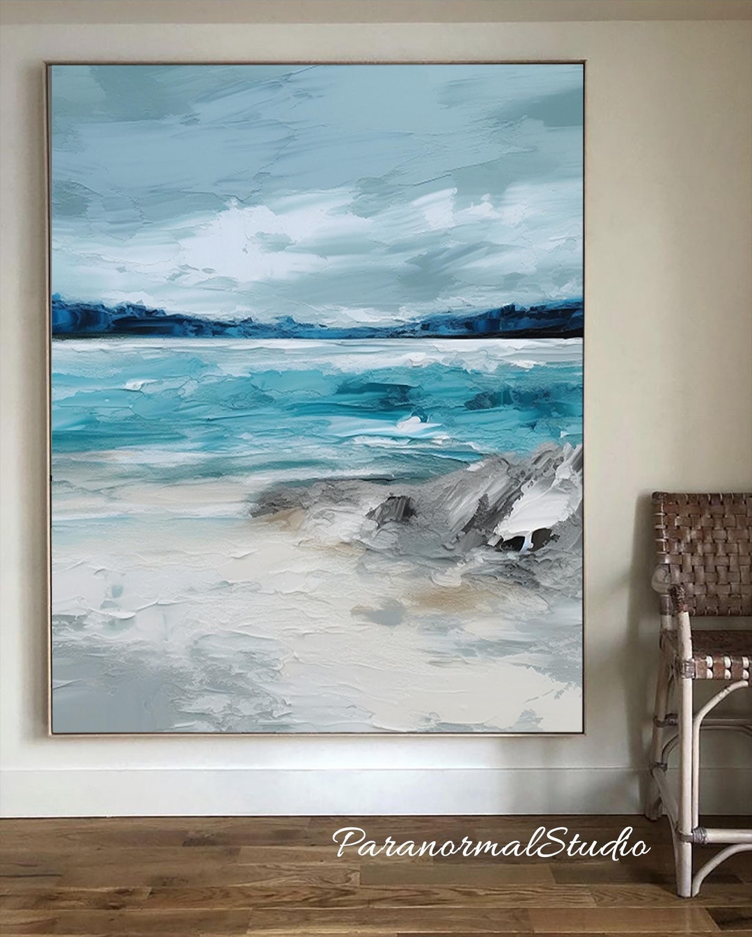 Original Blue Seascape Oil Painting on Canvas,handmade Acrylic Seascape ...