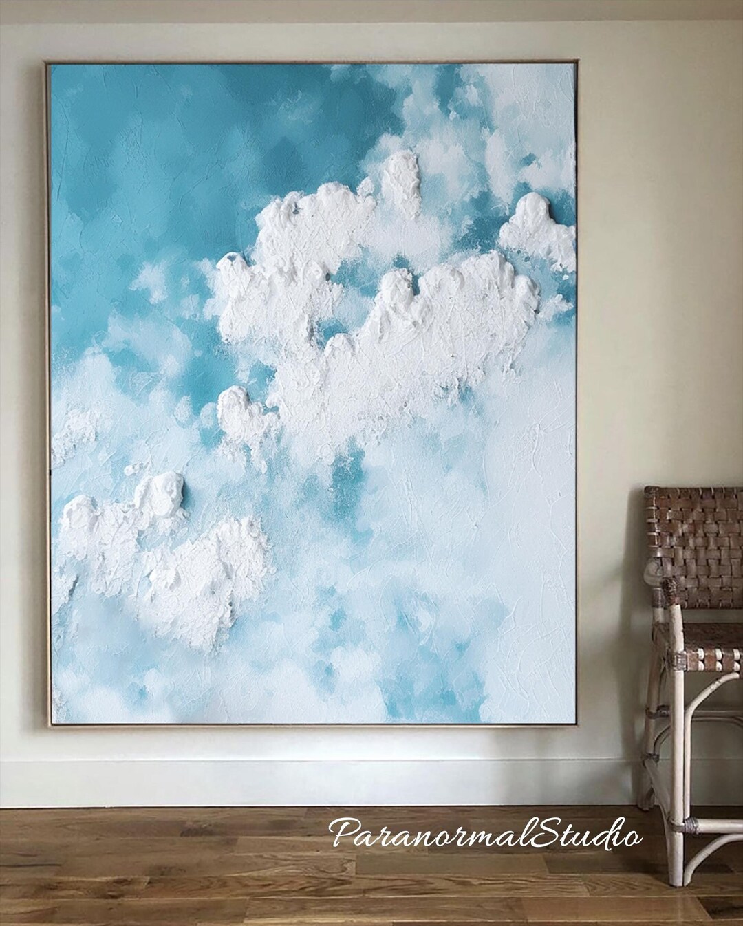 White Cloud Wall Art,white Cloud Oil Painting,cloudy Sky Oil Painting ...