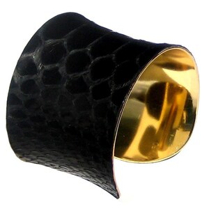 Glossy Black Snakeskin Gold Lined Cuff Bracelet by UNEARTHED - Etsy