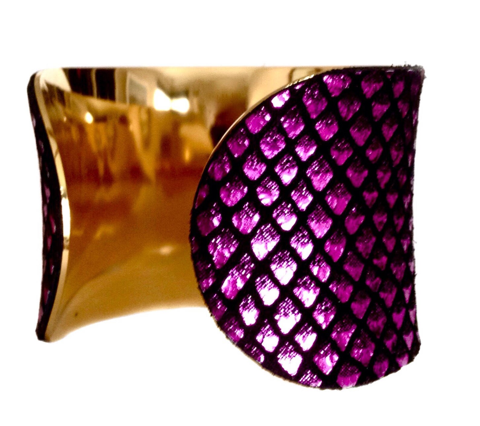 Purple Dragon Scale Leather Cuff Bracelet By Unearthed Etsy