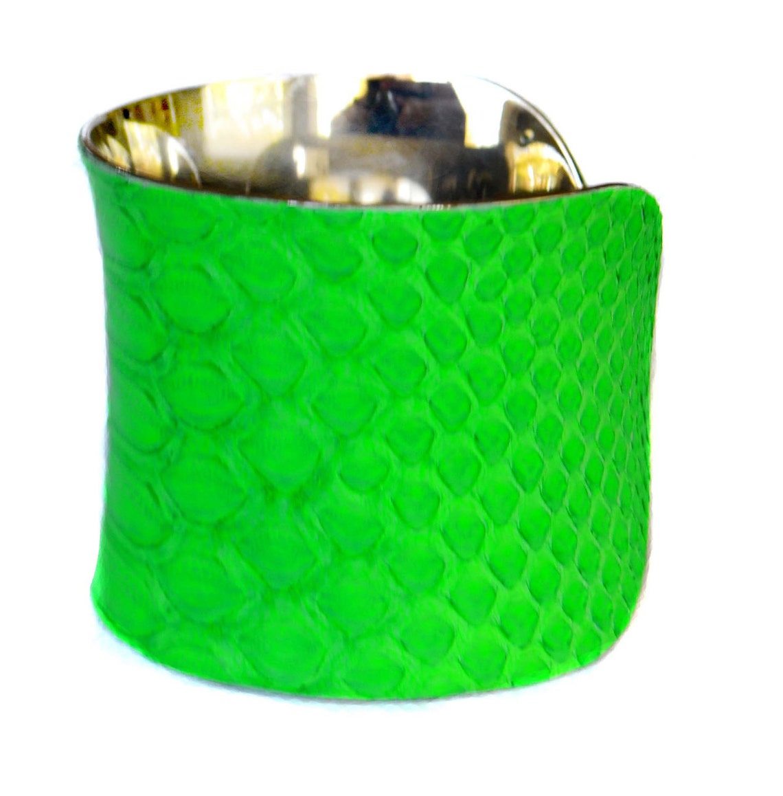 Neon Green Matte Snakeskin Cuff Bracelet by UNEARTHED - Etsy