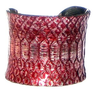 Metallic Silver and Red Snakeskin Cuff by UNEARTHED - Etsy