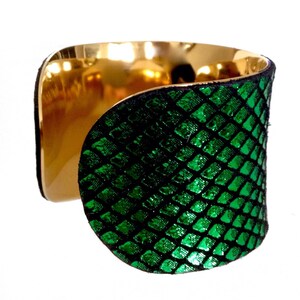 Green Dragon Scale Leather Cuff Bracelet By Unearthed Etsy