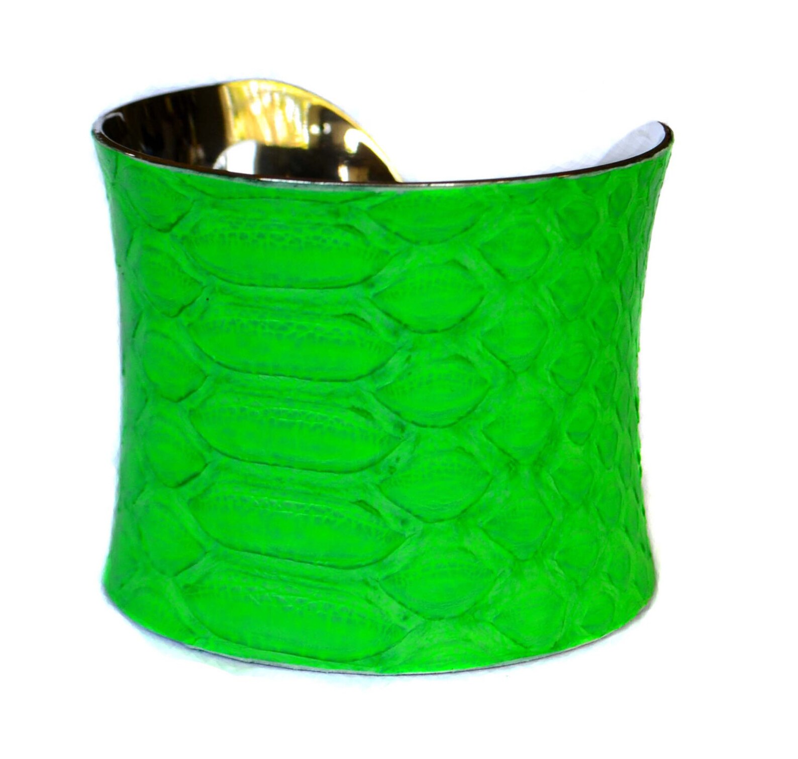 Neon Green Matte Snakeskin Cuff Bracelet by UNEARTHED - Etsy