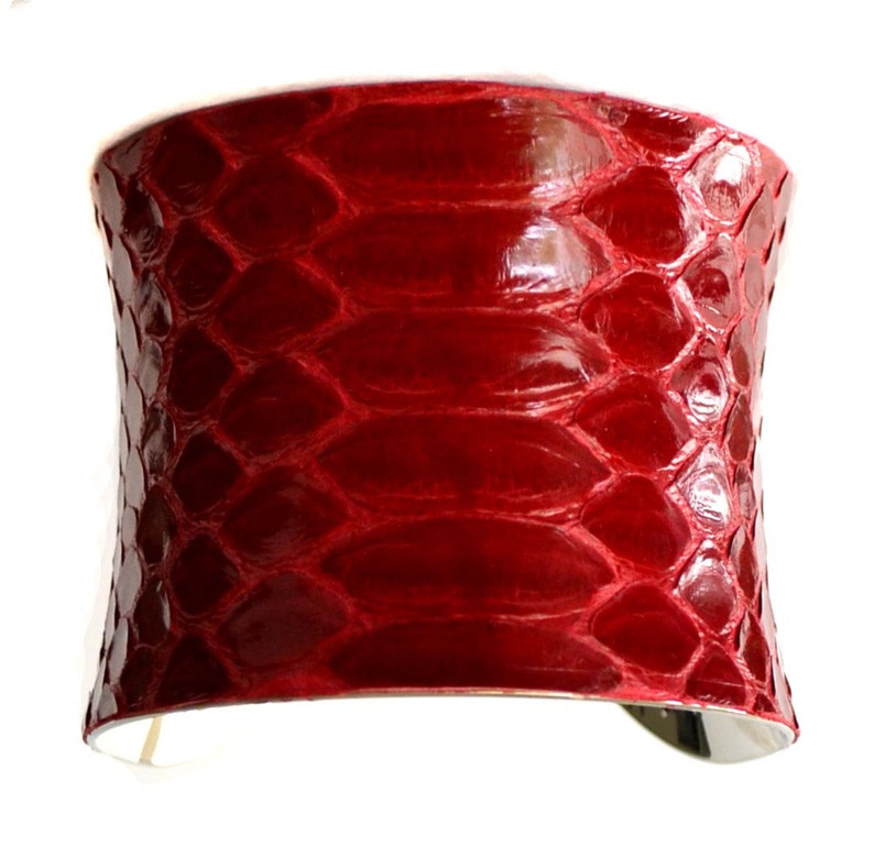 Glossy Red Snakeskin Silver Cuff Bracelet by UNEARTHED - Etsy