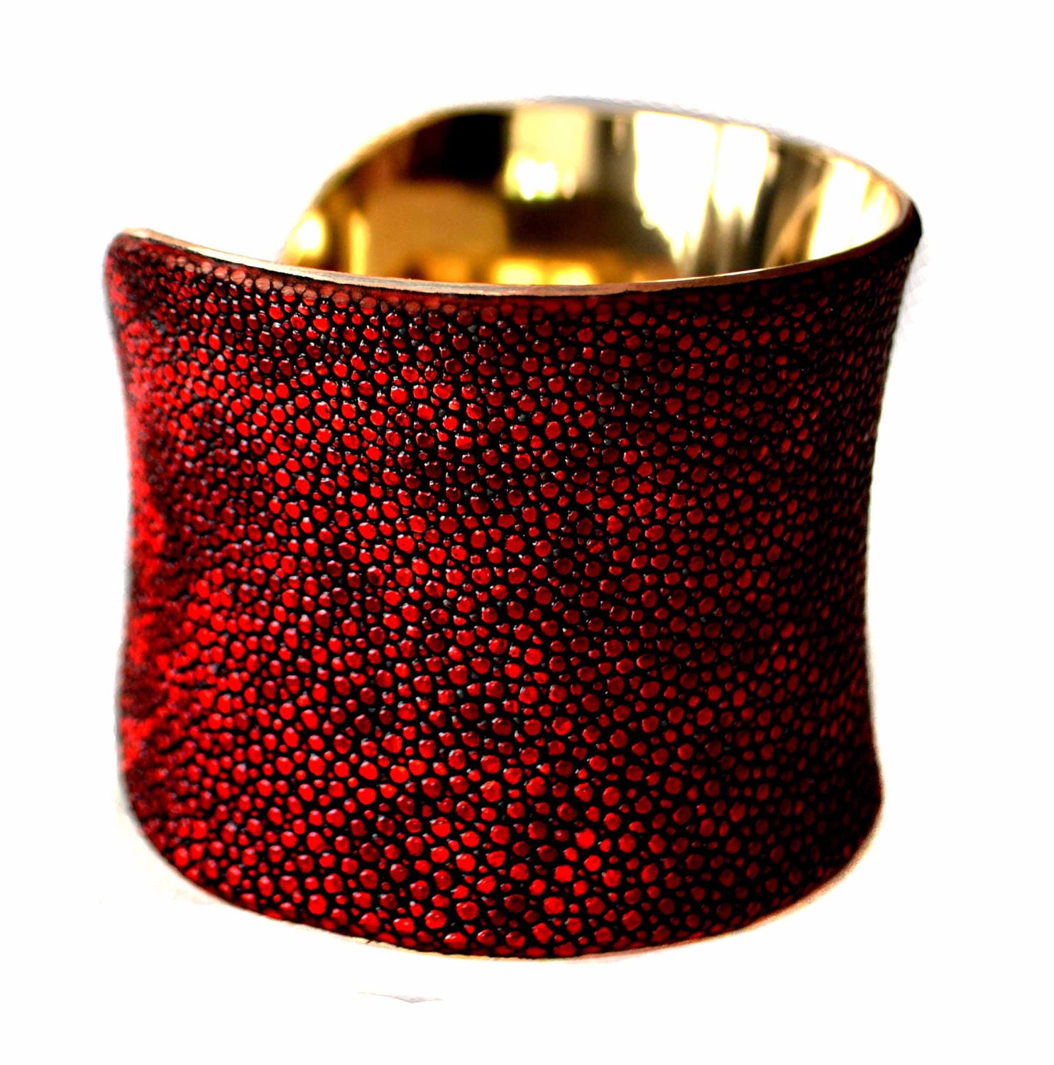 Red Metallic Stingray Gold Lined Cuff Bracelet by UNEARTHED | Etsy