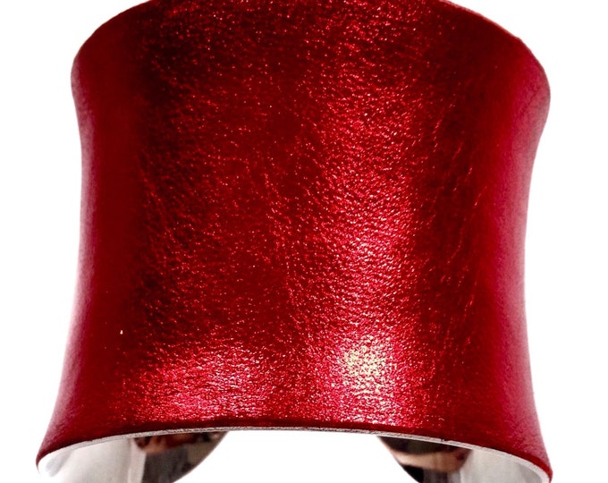 Bright Red Metallic Leather Cuff Bracelet by UNEARTHED - Etsy