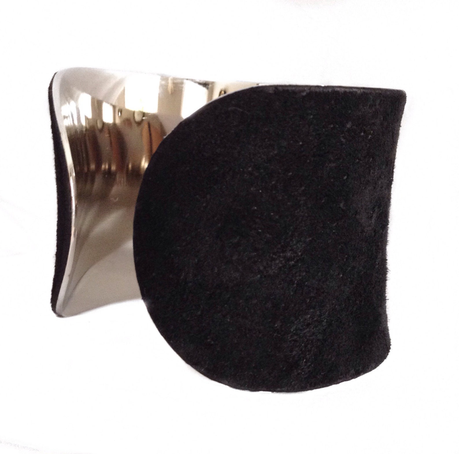 Classic Black Suede Silver Lined Cuff Bracelet by UNEARTHED - Etsy