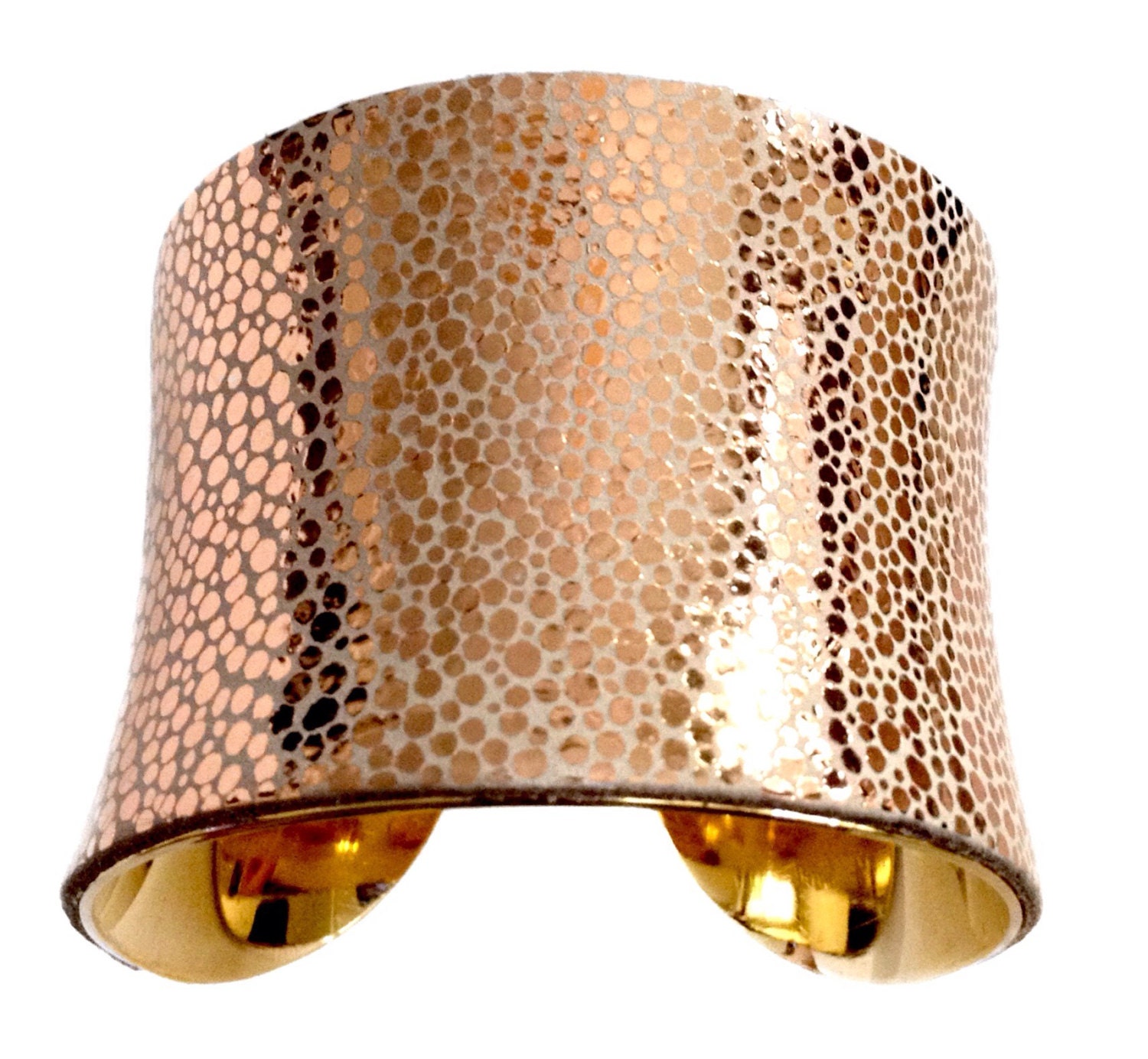 Rose Gold Metallic Leather Cuff Bracelet by UNEARTHED | Etsy