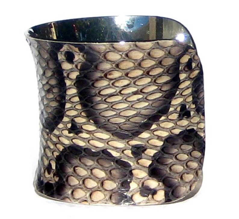SnakeSkin Cuff Bracelet in Natural and Black by UNEARTHED | Etsy