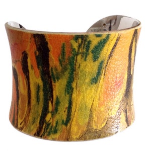 Multi Colored Abstract Printed Leather Cuff Bracelet, Bangle, Leather ...