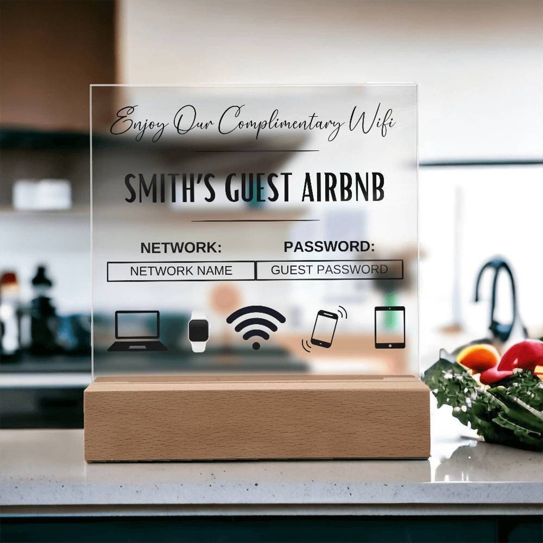 Wifi Password Sign, Acrylic Wifi Sign Custom Name or Logo, Guest Customer Wifi Sign Airbnb VRBO ...
