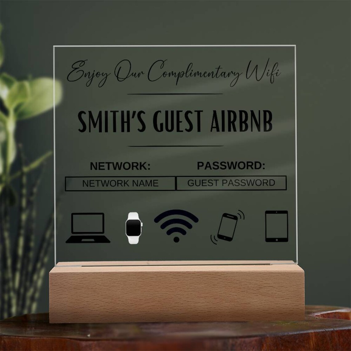 Wifi Password Sign, Acrylic Wifi Sign Custom Name or Logo, Guest ...