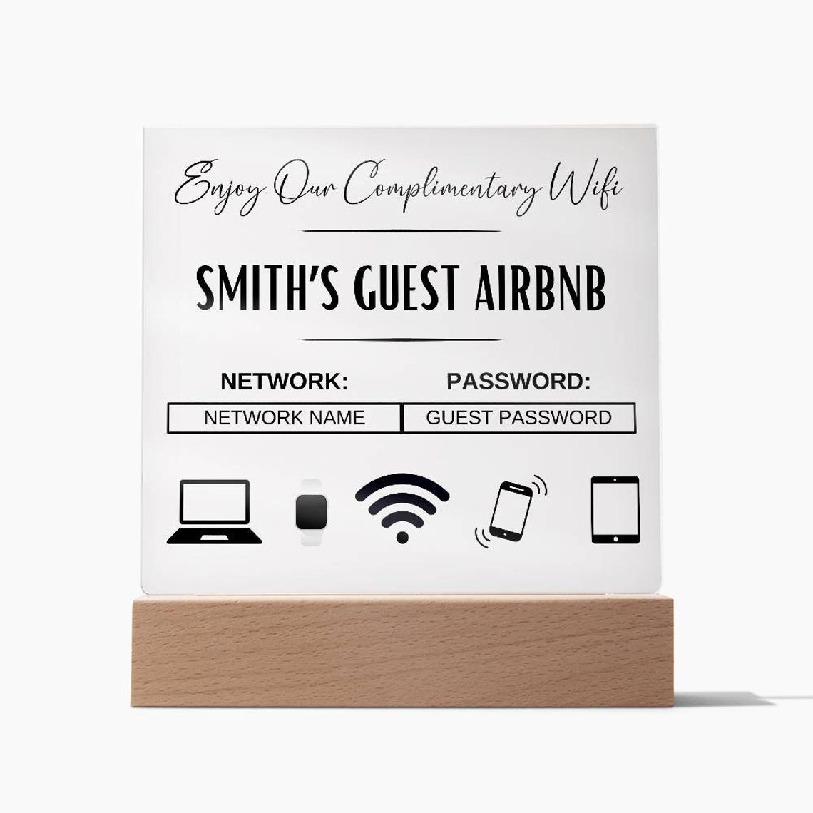 Wifi Password Sign, Acrylic Wifi Sign Custom Name or Logo, Guest ...