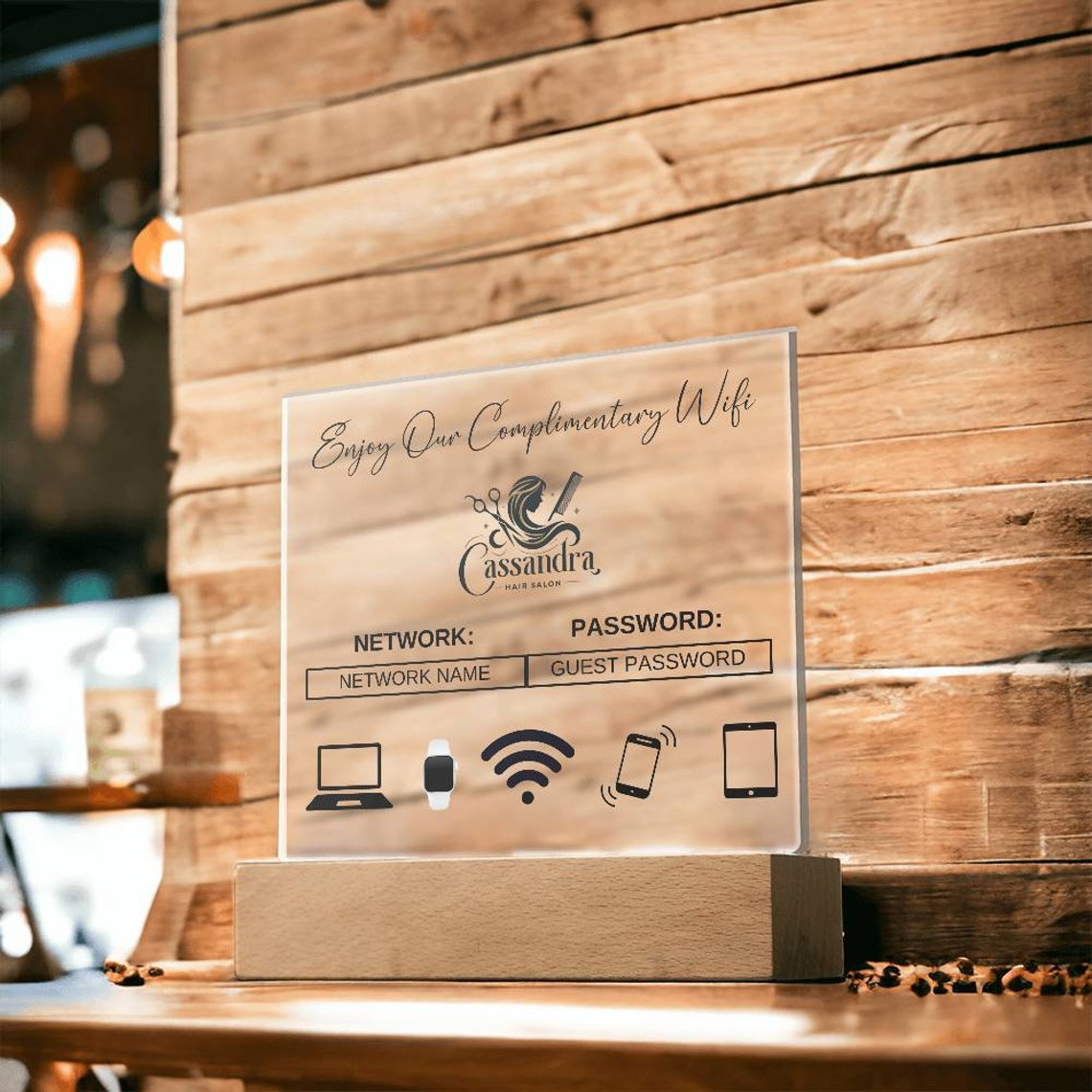 Wifi Password Sign, Acrylic Wifi Sign Custom Name or Logo, Guest ...