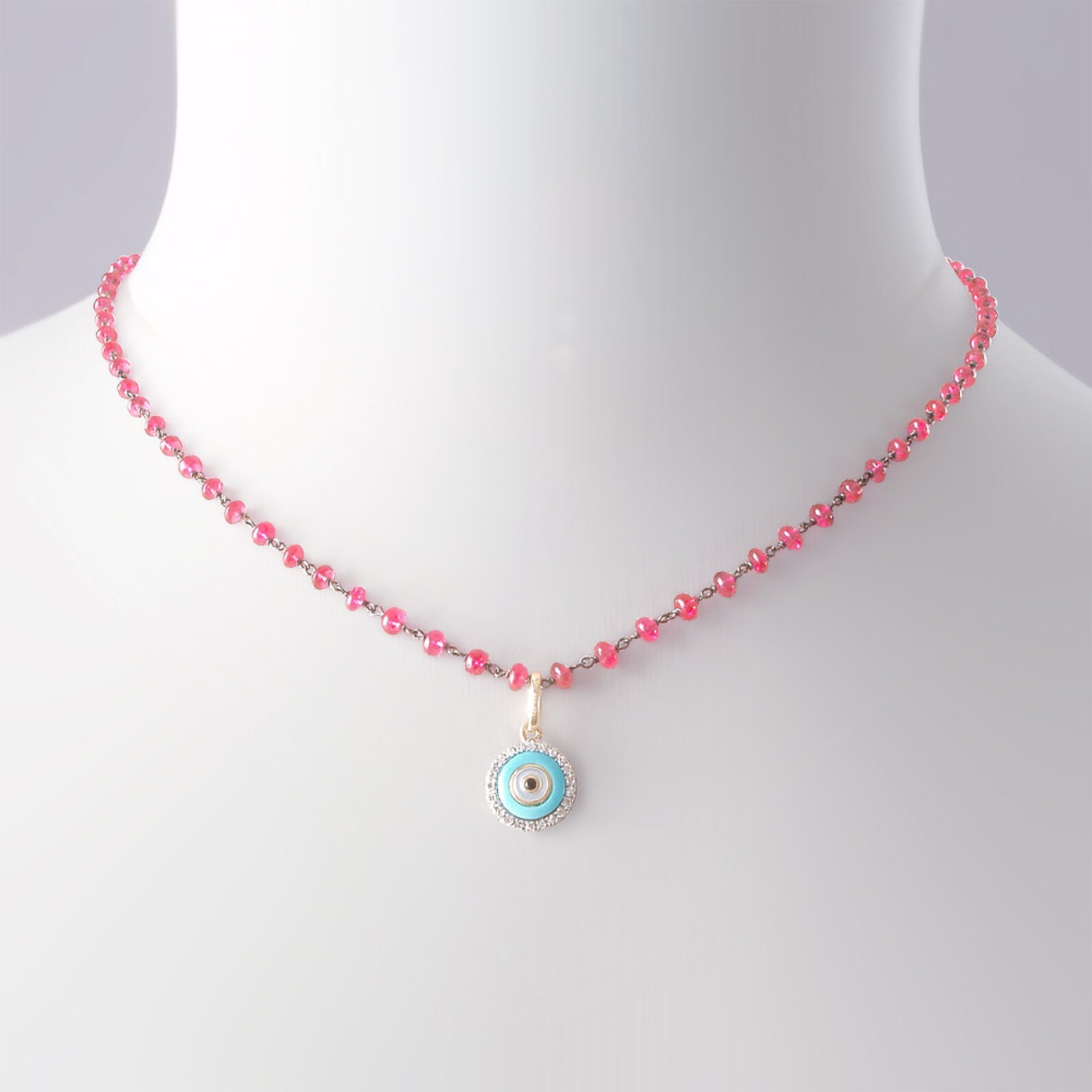 Custom Made to Order Evil Eye Necklace With Red Spinel 14k - Etsy