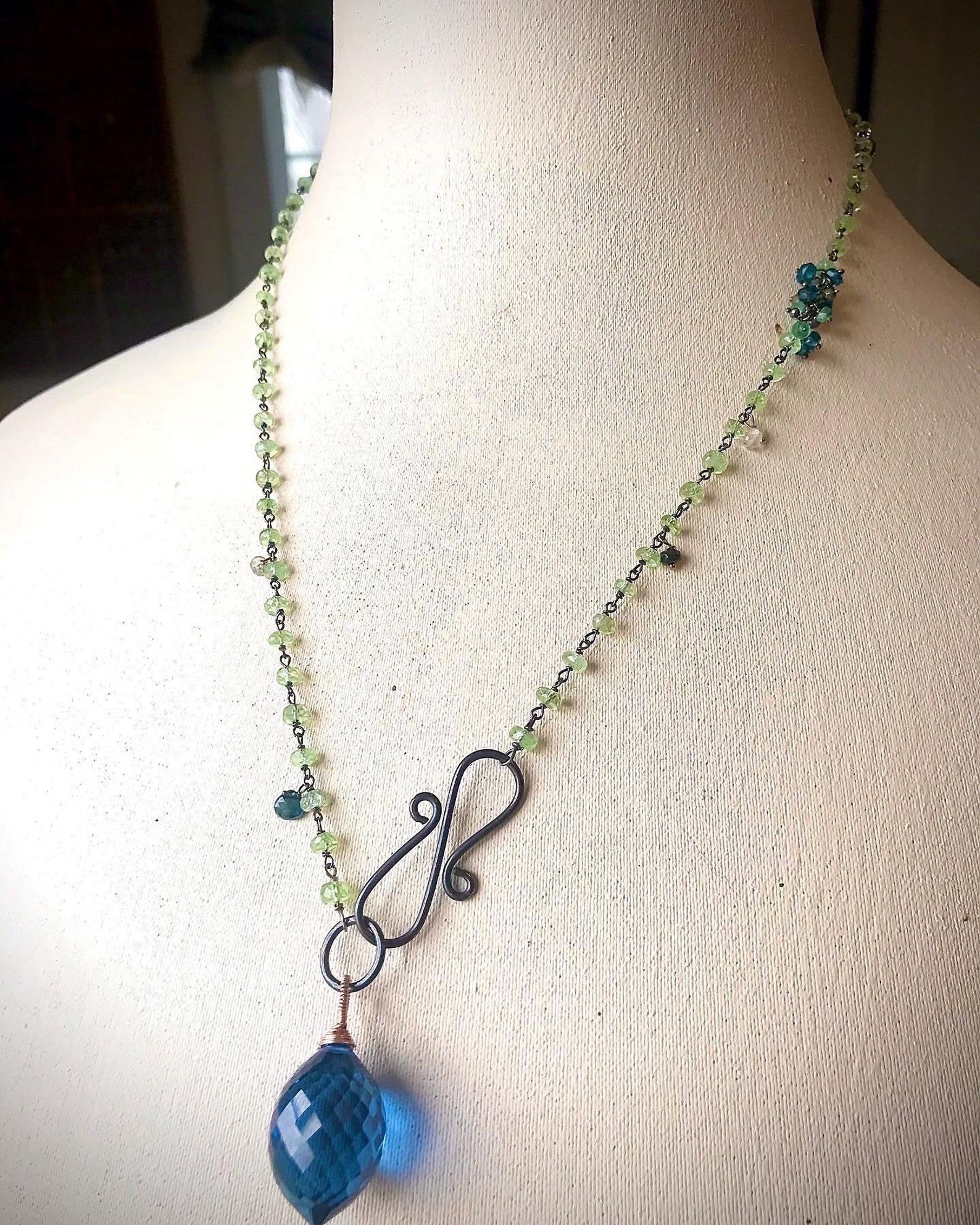 London Blue Topaz and Tsavorite Necklace - Etsy