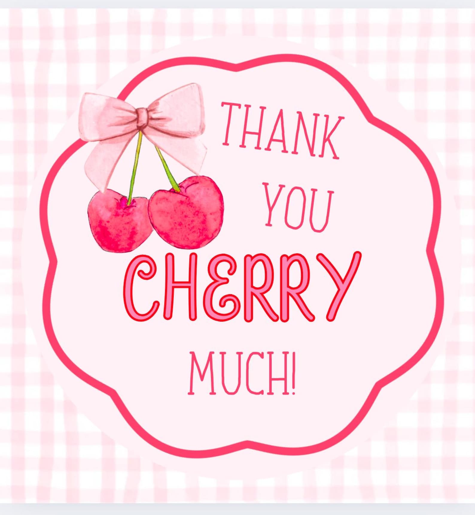 Thank You Cherry Much Party Favor Tag – Cherry on Top Birthday - Pink ...