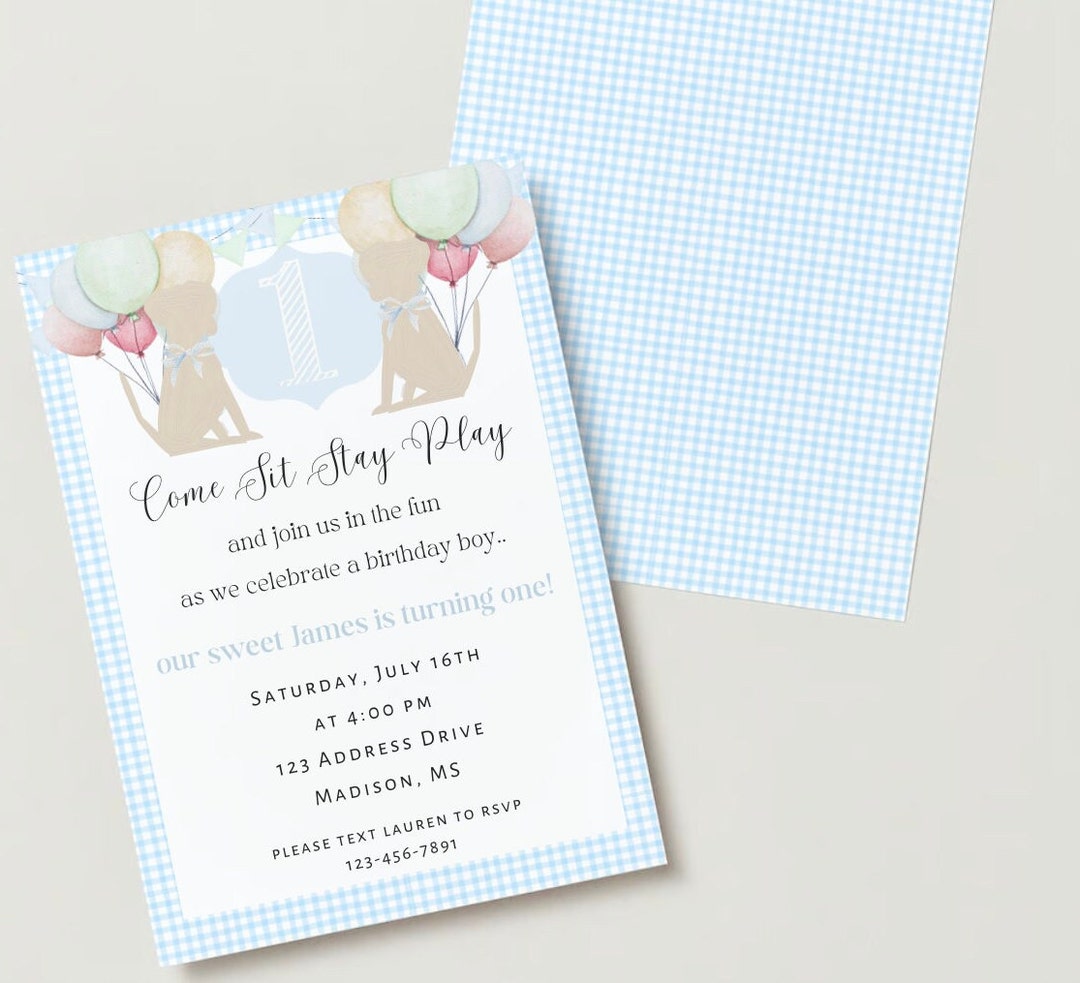 Birthday Invitation – Come Sit Stay Play | Puppy Party | Snips and ...
