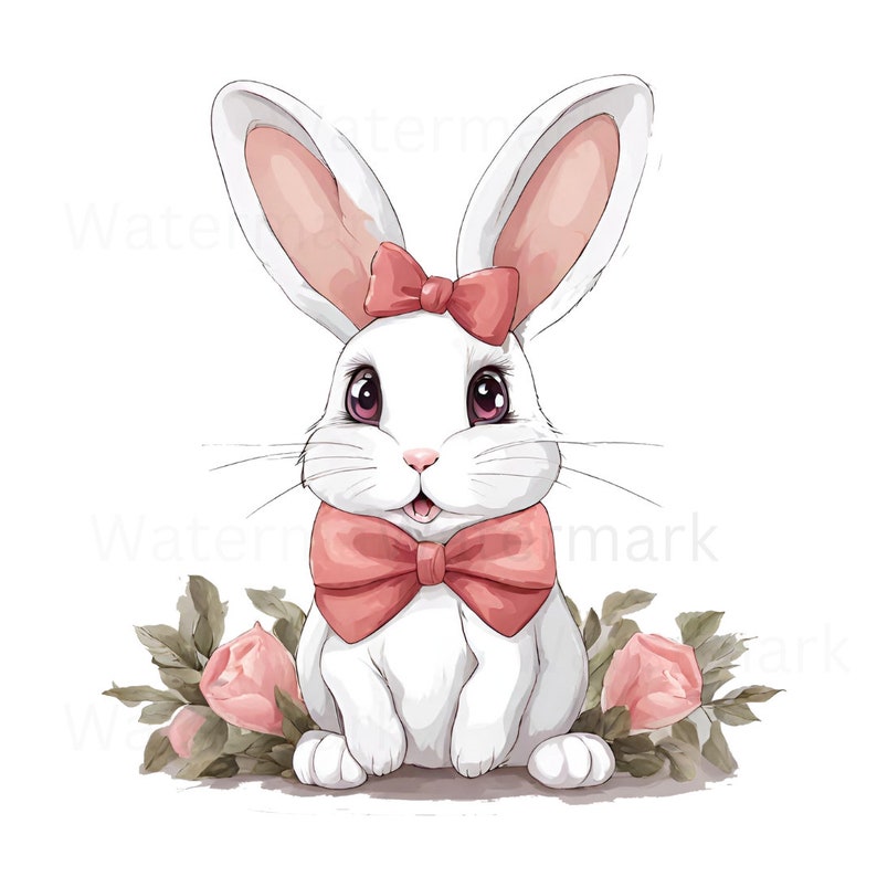Bunny Clipart, Cute Bunny PNG, Rabbit, Digital Download Wall Art ...