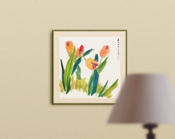 Original Chinese Art Peony Water-ink Painting on Xuan Card Paper, Home ...