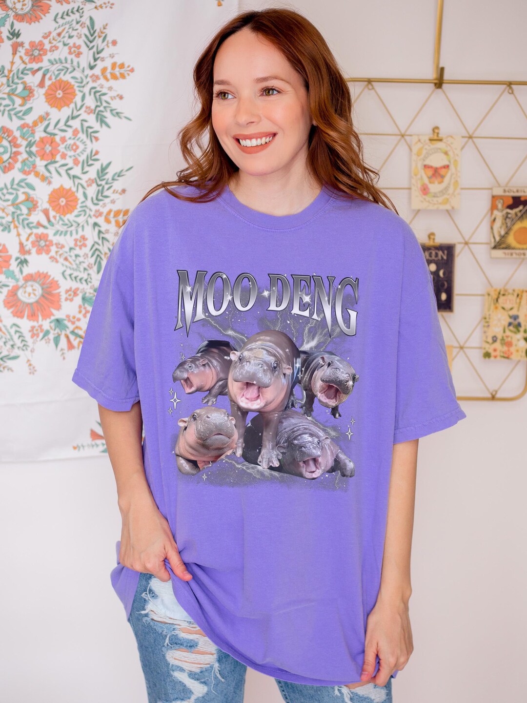 Moo Deng T-shirt Moo Moo Deng Rap Shirt Vintage 90s Graphic Tee Deng ...