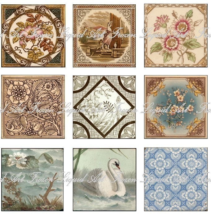 1 Inch Inchie Colorful Antique Tiles Digital Download (single Sheet) - Etsy
