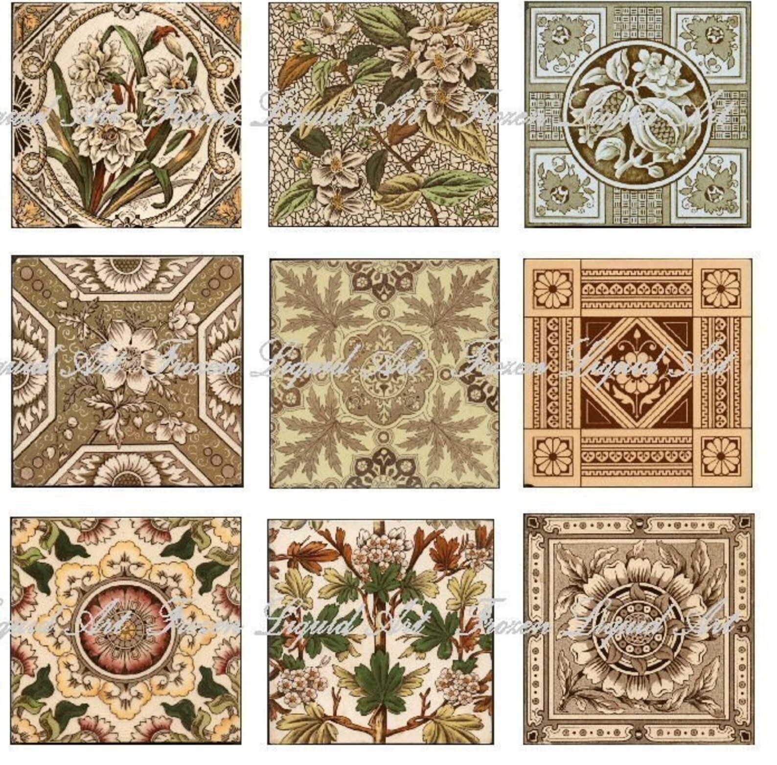 1 Inch Inchie Colorful Antique Tiles Digital Download (single Sheet) - Etsy