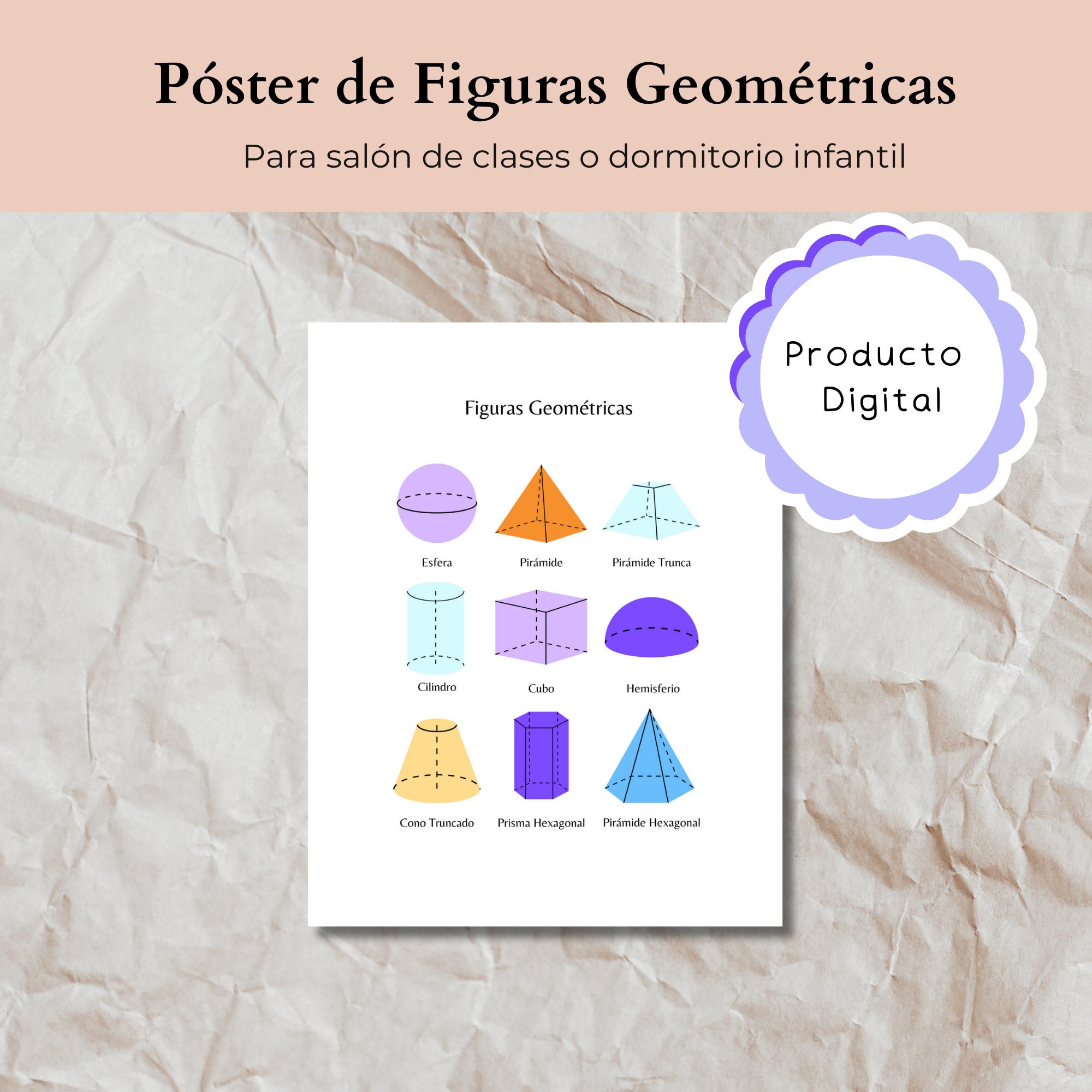Poster de figuras geometricas para salon hogar, Afiche Forma Geometrica ...