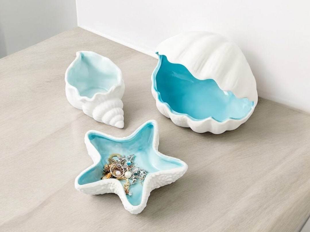 Sea Shell Decorative Ceramic Jewelry Tray Scandinavian Style Room Decor ...