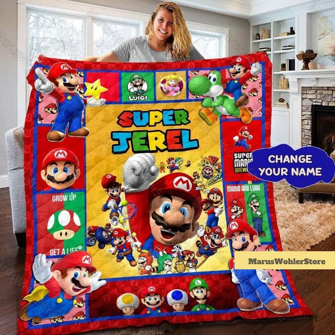 Super Mario Quilt, Custom Super Mario Quilt Pattern, Super Mario Gaming ...