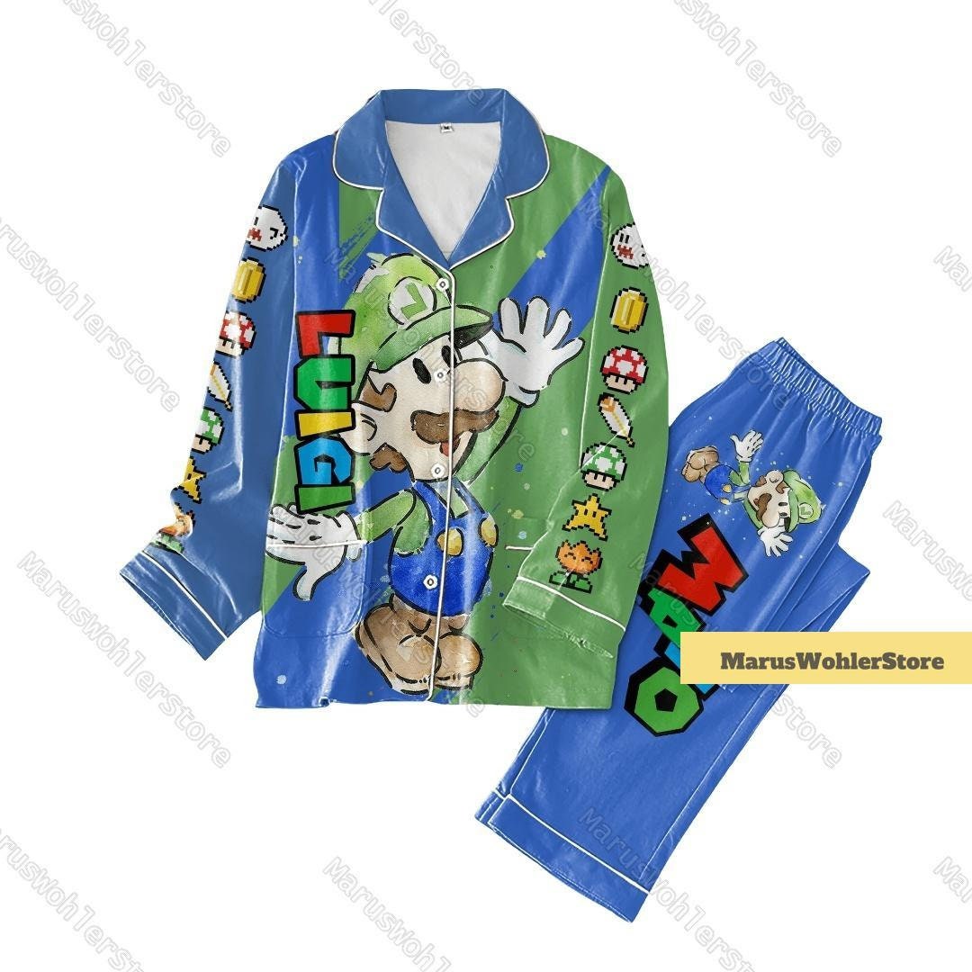 Super Mario Luigi Pajamas, Super Mario Bros Pajamas Set, Luigi Mario ...