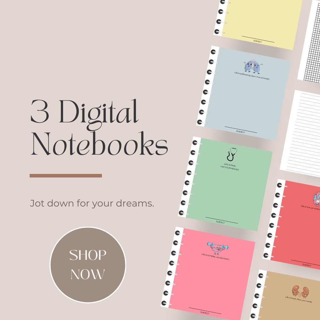 Digital Notebooks, Minimalist Aesthetic Notebooks, Medical-inspired ...