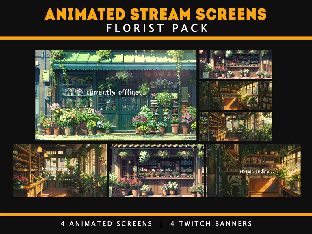Animated Florist Vtuber Stream Screens, Twitch Banners (digital ...