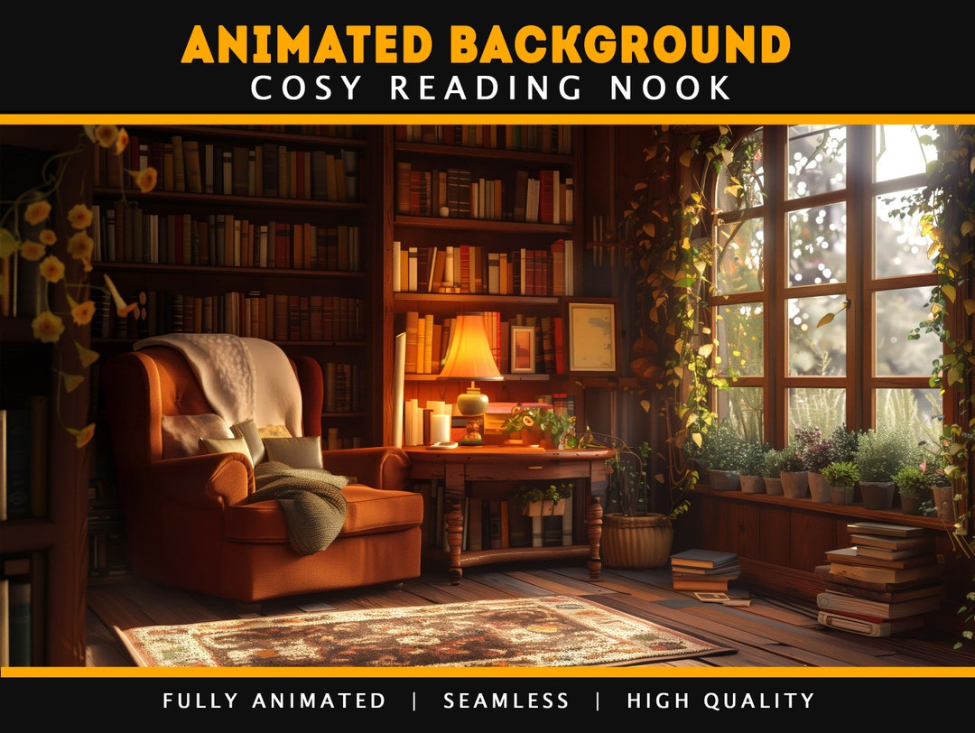 Animated Cozy Reading Nook Vtuber Background (MP4, JPEG) - Etsy