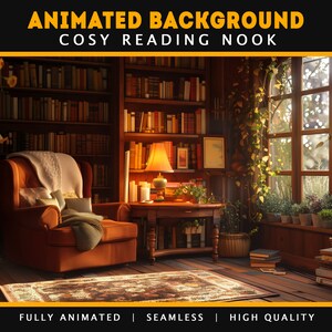Animated Cozy Reading Nook Vtuber Background (MP4, JPEG) - Etsy