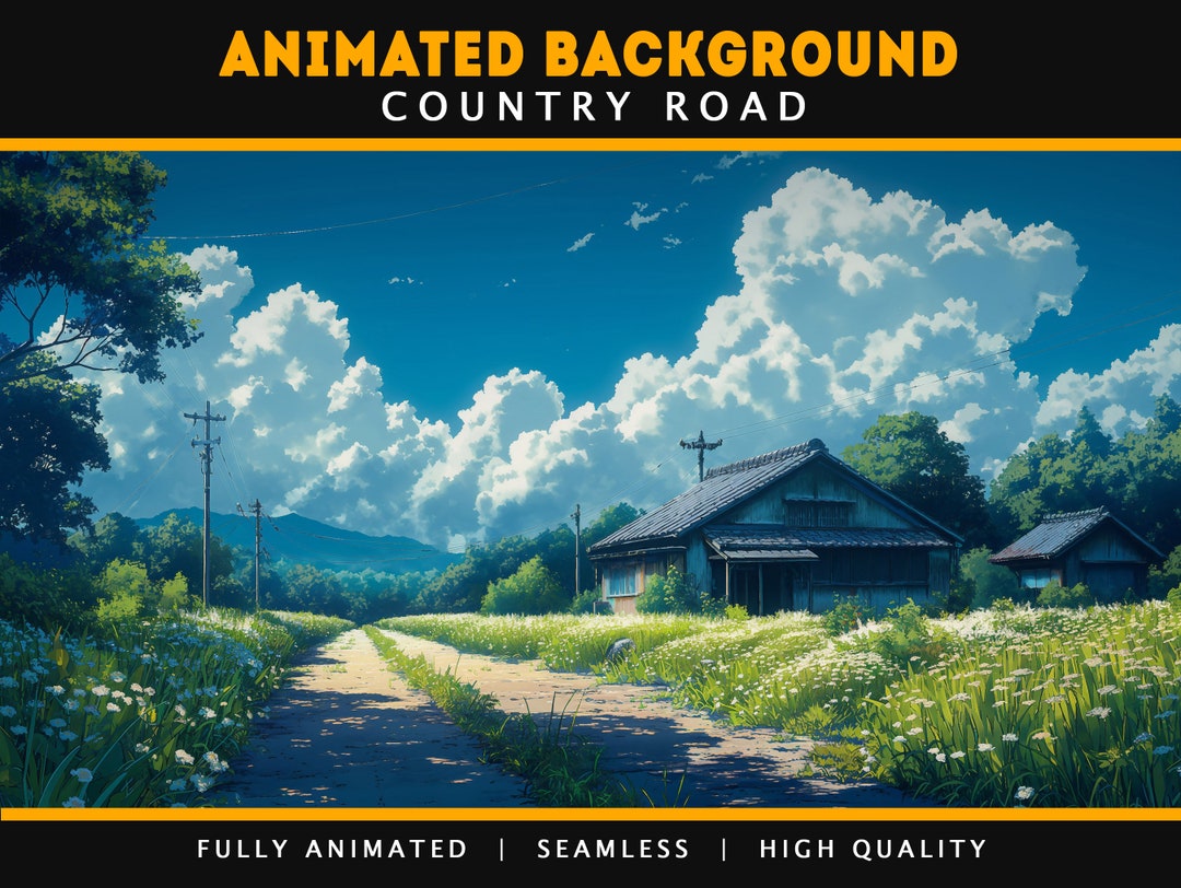 Animated Country Road Vtuber Background, Seamless Stream Overlay (MP4 ...