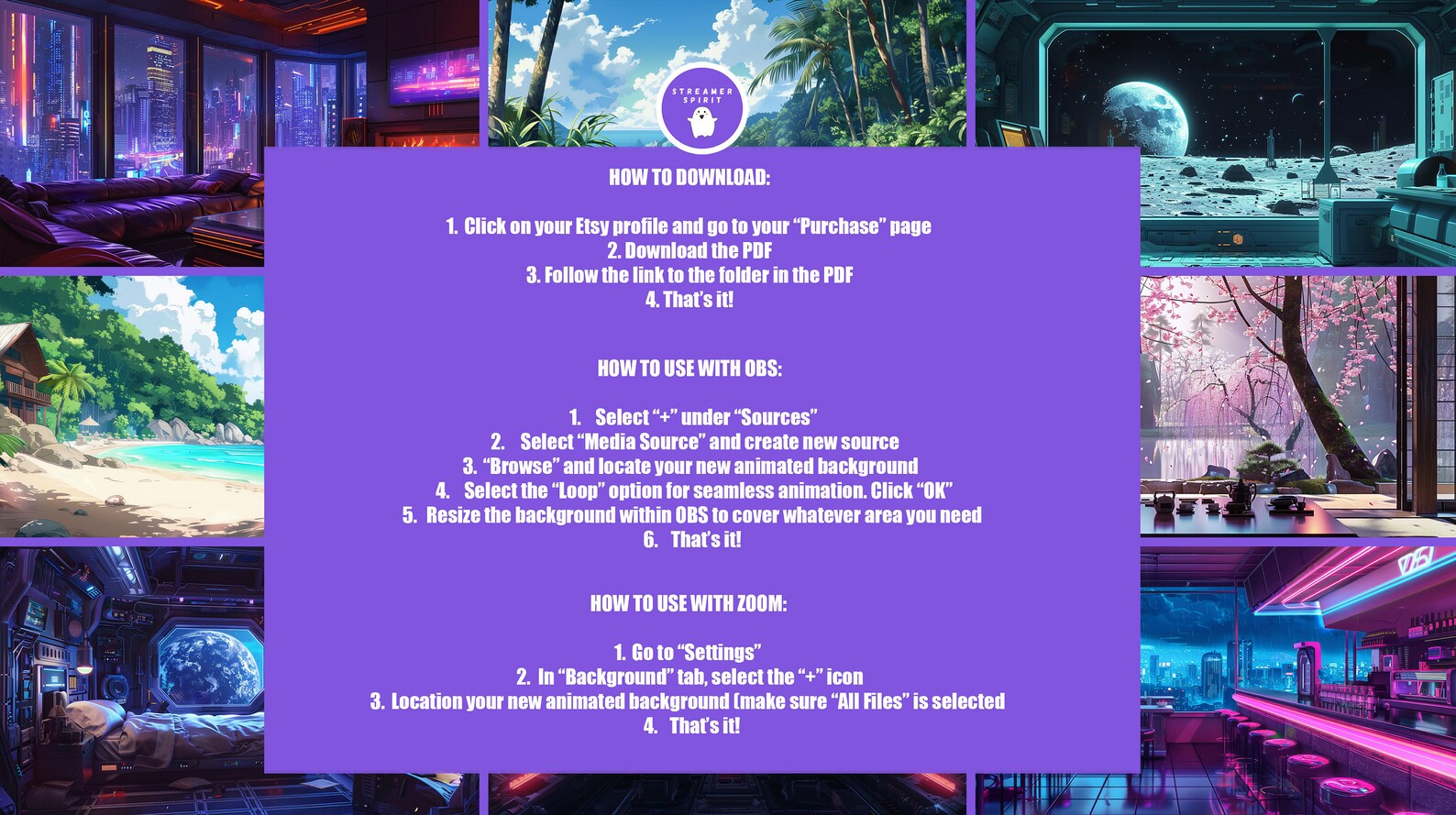 Vtuber Background, Animated Background, Zoom Background, Twitch Overlay ...