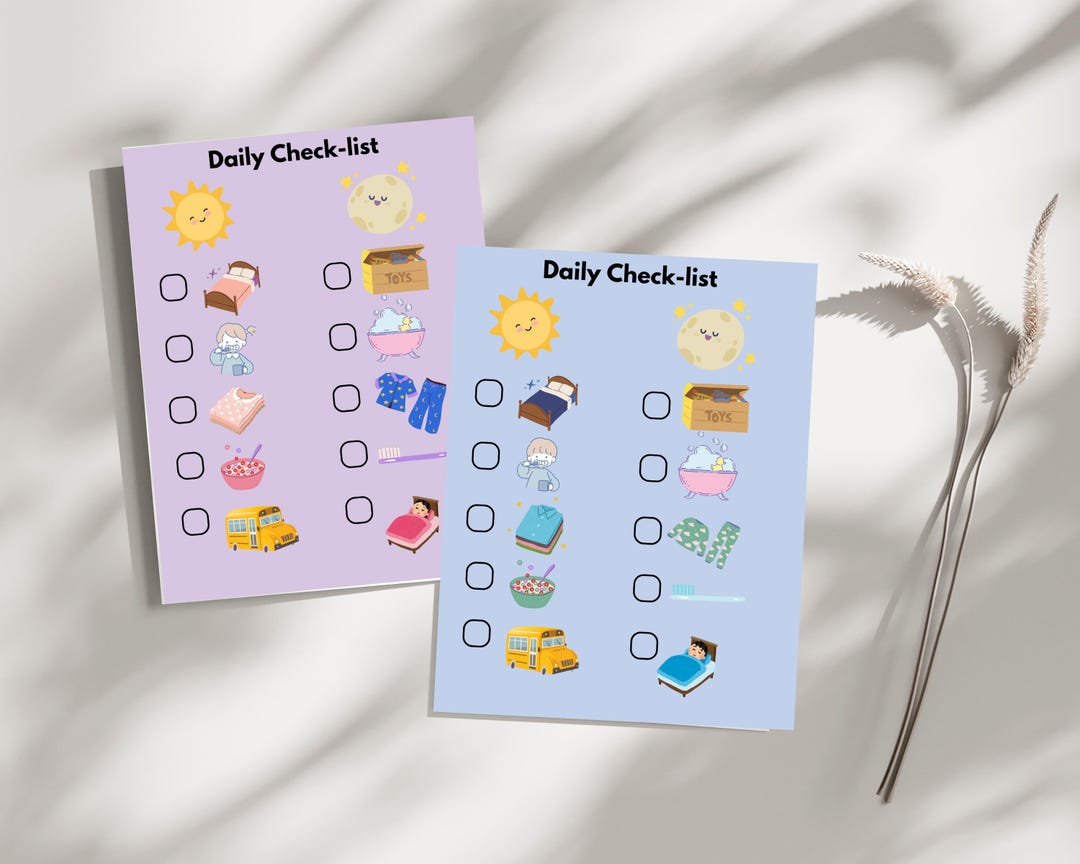 Kids To-do List, Checklist, Day and Night Checklist, Kids Night and Day ...