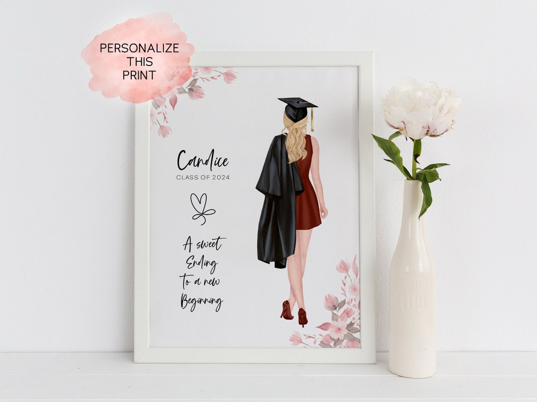 Graduation Girl Custom Portrait Personalized Graduate Gift for Her ...