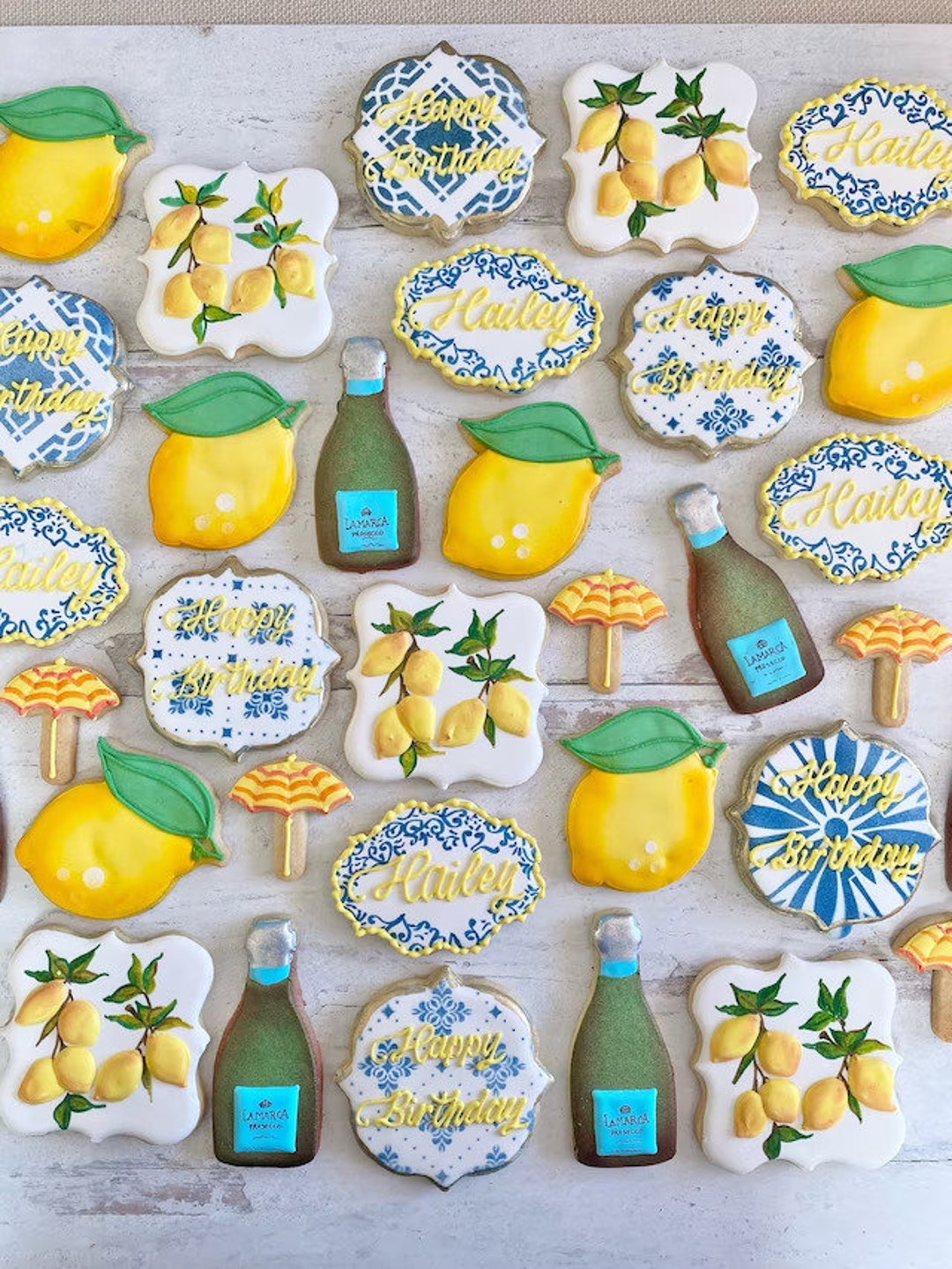 Lemons and Blue Tile Cookies - Etsy